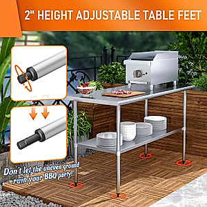 HOCCOT Stainless Steel Table for Prep & Work 24" X 60" inches with Adjustable Shelf, Commercial Workstations, Utility Table in Kitchen Garage Laundry Room Outdoor BBQ