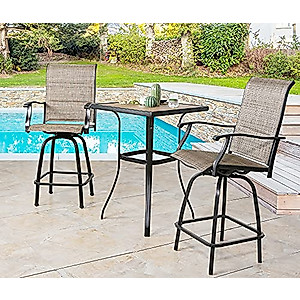 Ulax Furniture Outdoor Swivel Bar Stools Padded Patio Bar Chairs, Set of 2