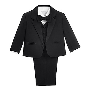 Dressy Daisy Baby Boy' 5 Pcs Set Formal Tuxedo Suits No Tail Wedding Christening Outfits Size 18 Months Black, 057