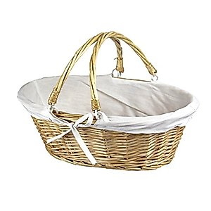 Vintiquewise(TM) QI003055.WF Oval Willow Basket with Double Drop Down Handles