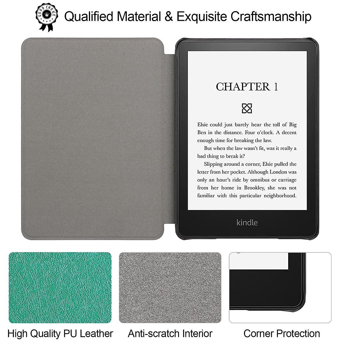 WALNEW Case for Kindle Paperwhite 11th Generation & Signature Edition(6.8”)- Slim Lightweight PU Leather Foldable Protective Case Cover Accessories with Auto Wake/Sleep, Flower