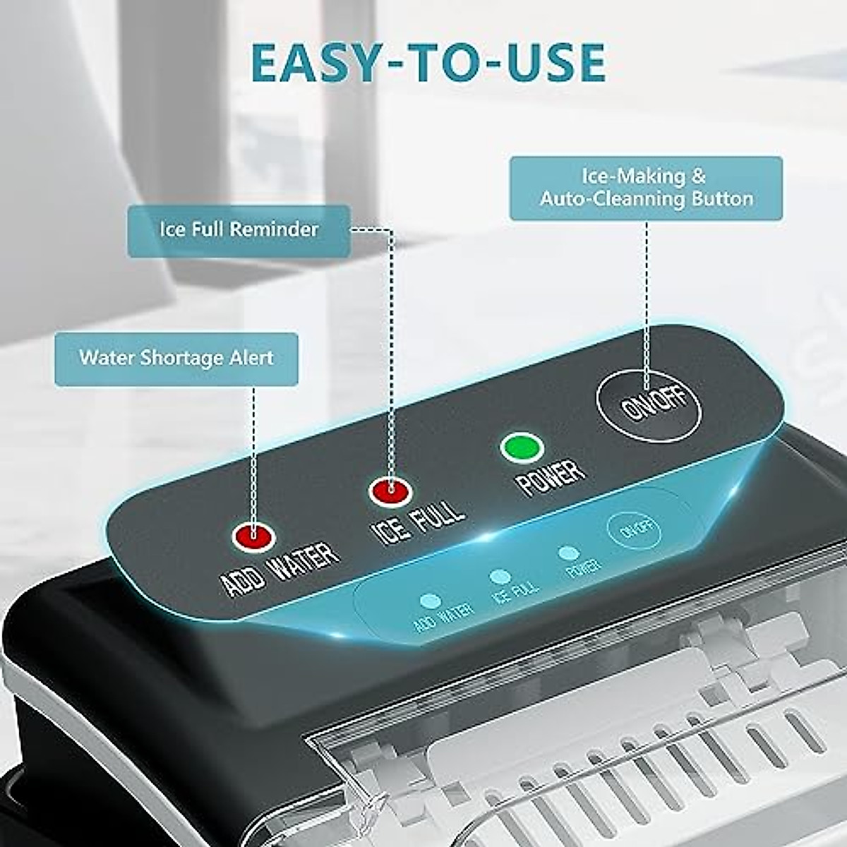 Inhdolnd 26Lbs/ 24H Self-Cleaning with Scoop Handel Portable Ice Maker Machine Countertop