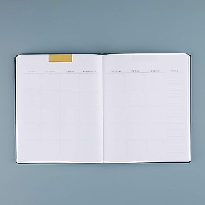 Erin Condren 12 Month Undated Softbound Focused Planner 8x10 - Navy Colored Cover, Layflat Design, College Ruled Lined & Dot Grid Note Pages, Monthly & Weekly Planning Spreads