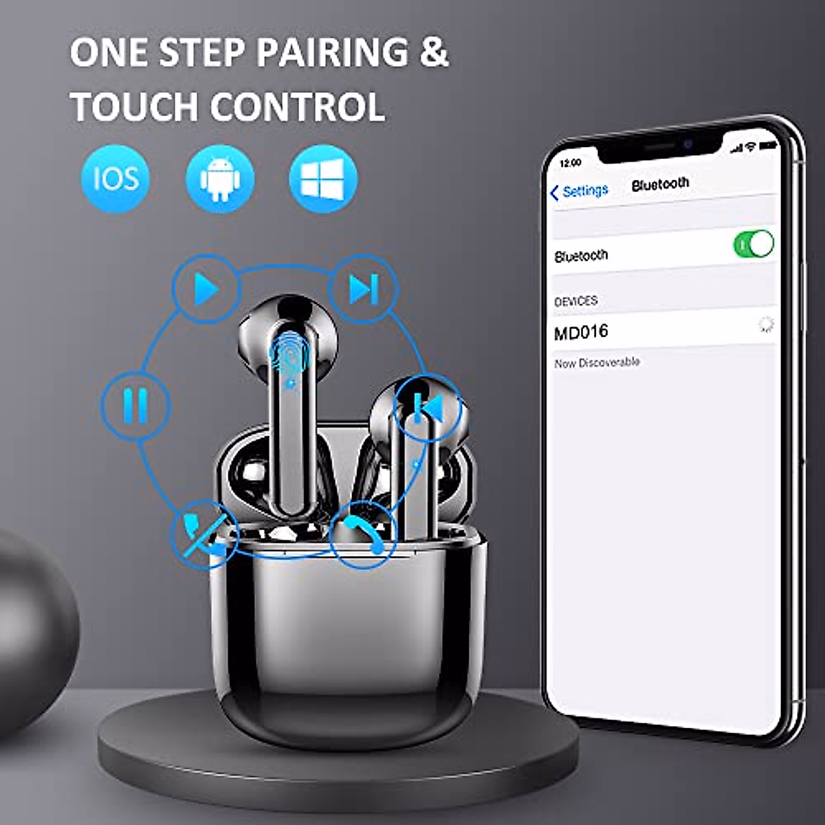 Wireless Earbud, 2023 Bluetooth 5.3 Headphones Bluetooth Earbud with 4 ENC Mics, Wireless Earphones in Ear Noise Cancelling Wireless Headphons Deep Bass IP7 Waterproof Ear Buds for iOS Android USB-C