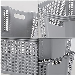Neadas Plastic Small Deep Stacking Baskets, Stackable Storage Baskets, 6 Packs