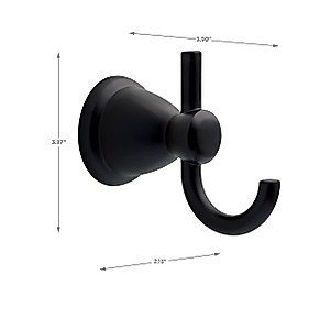 Franklin Brass Kinla (1-Pack) Towel Hooks Matte Black Bathroom Double J-Hooks Wall Mounted for Robes & Towels 2-Prong Hand Towel Hook Holder Kitchen, Bath, Bathroom Accessories KIN35-MB