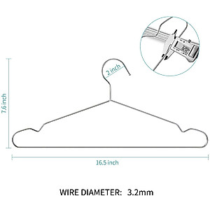 Wire Hangers 50 Pack Coat Hangers Strong Heavy Duty Metal Hangers 16.5 Inch Ultra Thin Space Saving Clothes Hangers by TIMMY