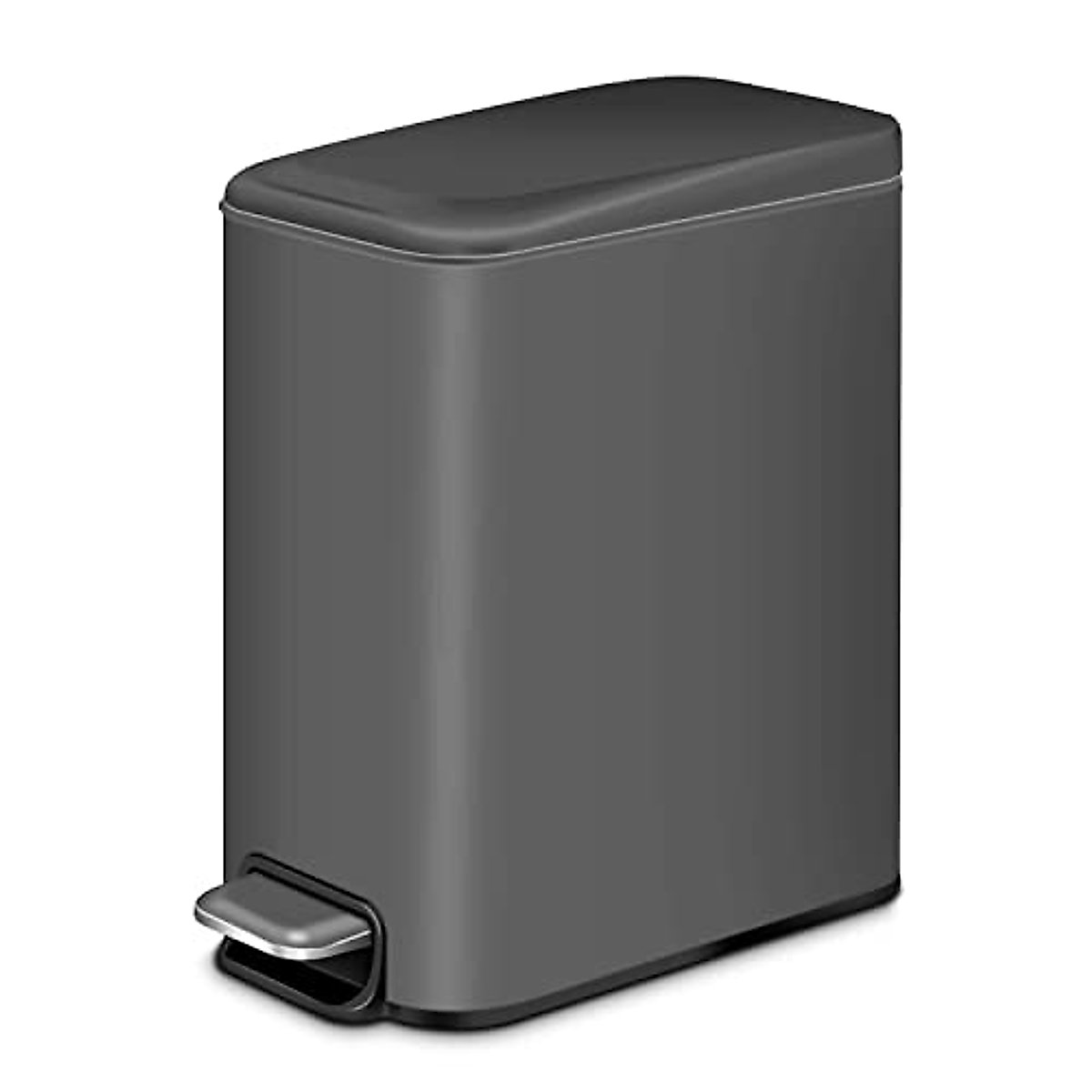 H+LUX Small Trash Can with Soft Close Lid,Garbage Can with Removable Inner Wastebasket, Rectangular Trash Can for Bathroom Bedroom Office, Anti-Fingerprint Matt Finish, 5L/1.3Gal, Light Gray