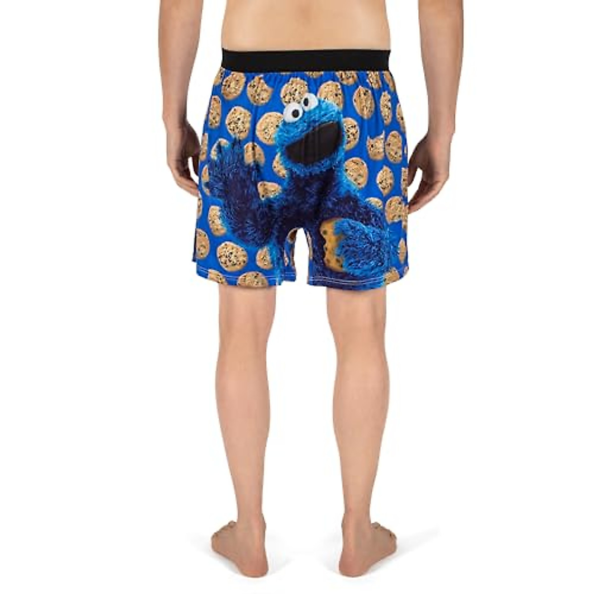 BRIEF INSANITY Sesame Street Comfortable Loose Fit Boxer Shorts | Funny 'Cookie Monster' Graphic Print Boxers for Women & Men (Medium)