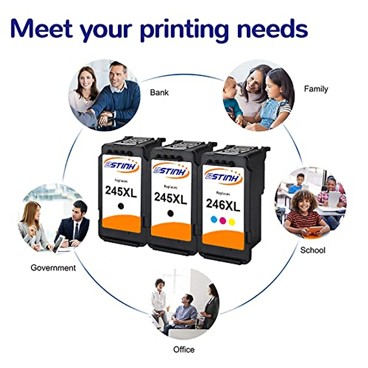 BSTINK 245 246 PG-245XL CL-246XL Ink Cartridge Replacement Compatible with Canon PIXMA MX490 MX492 MG2520 MG2522 MG2920 MG2922 MG2924 MG2420 IP2820 Printer