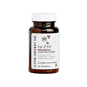 The Honest Company Keep It Lush Daily Postnatal Hair Wellness Supplement | Vegan, NSF-Certified, Non-GMO | 60 Count Softgels