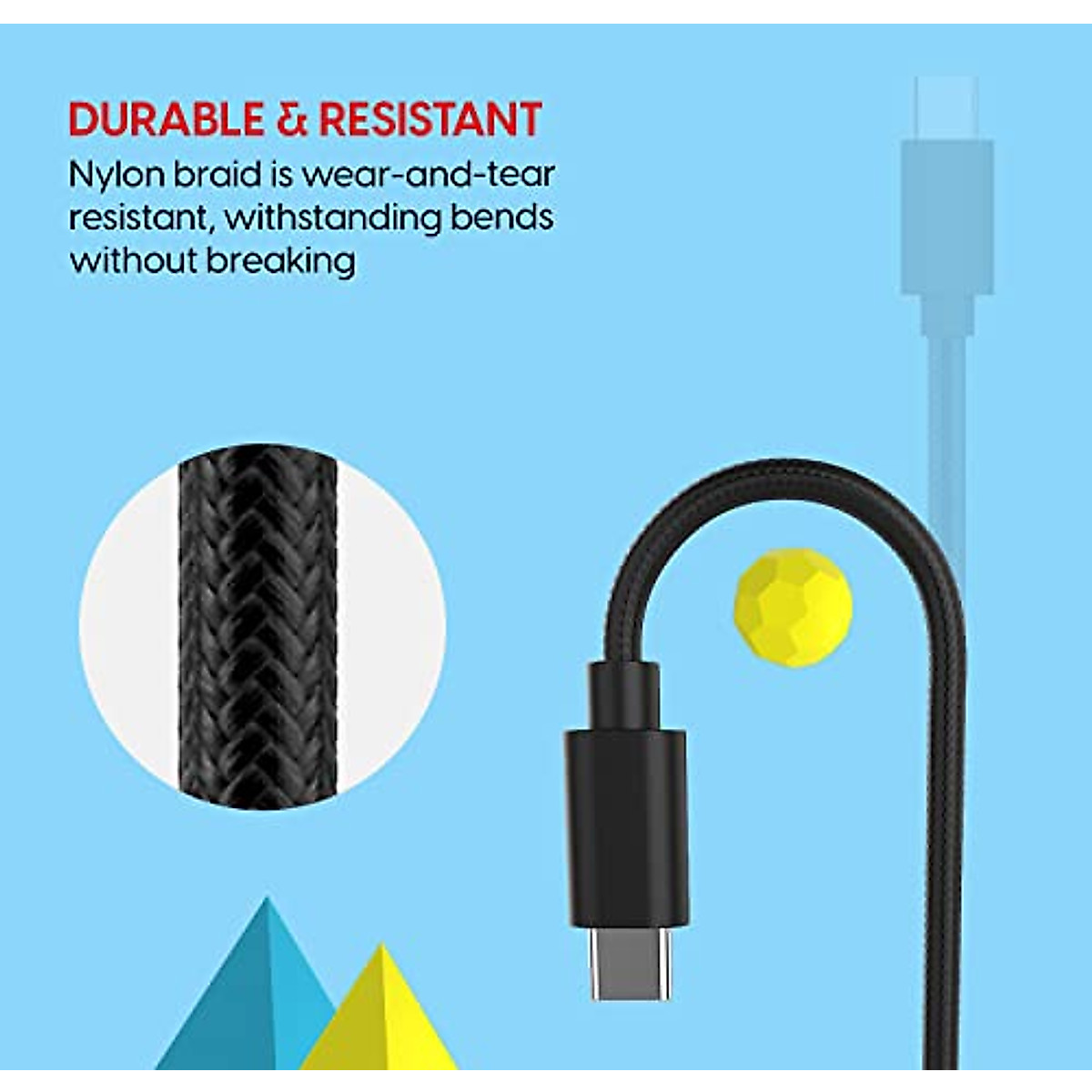 TALK WORKS USB C Charger Cable for Nintendo Switch/Lite + Switch OLED & Pro Controller - 6ft Nylon Braided USB Type C Charging Cable - Slate