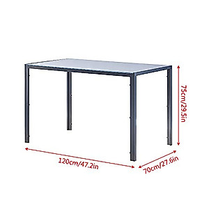 5 Piece Modern Grey Dining Table and Chairs Set of 4 for Small Kitchen, Glass Tempered Rectangular Table and 4 Grey Velvet Chairs for Small Dinette Apartment Space Saving