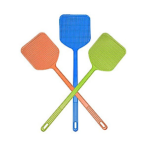 FRASTO Rubber Fly Swatter - Heavy Duty Fly Swatter Plastic - Fly Swatter Heavy Duty - Fly Swatter Long Handle Fly Swatter Pack of 3 - Fly Swatters Bulk