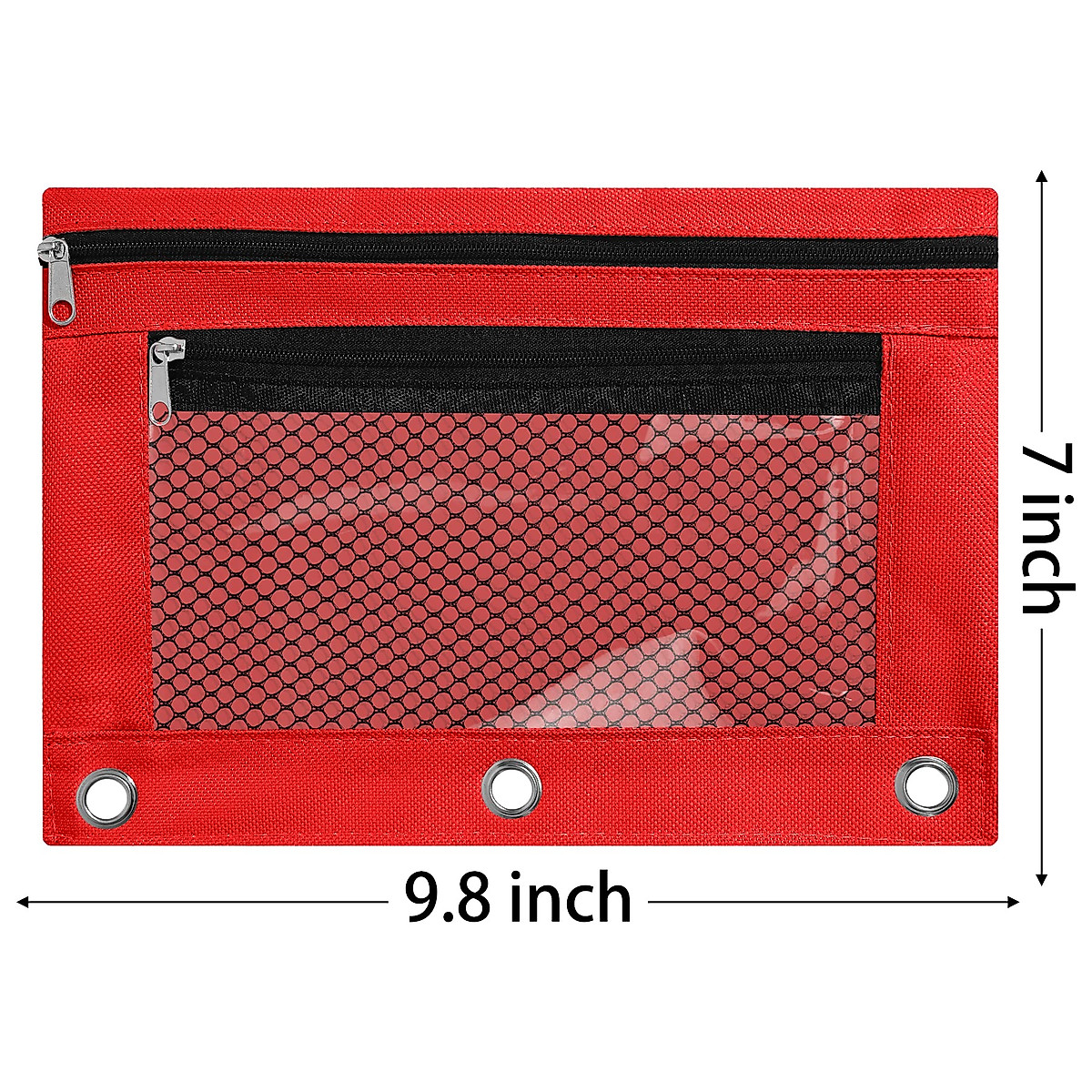 Antner Binder Pencil Pouch for 3 Ring Binder, 2 Pack 3 Ring Binder Pencil Pouches Double Zipper Pencil Case Cosmetic Bag, Red