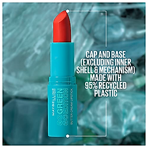 Maybelline Green Edition Butter Cream High-Pigment Bullet Lipstick, Lagoon, Mauve, 0.12 oz