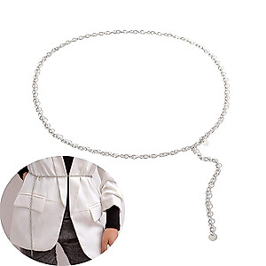 Jurxy Multilayer Alloy Waist Chain Body Chain for Women Golden Waist Belt Pendant Belly Chain Adjustable Body Harness for Jeans Dresses – Silver Style 5