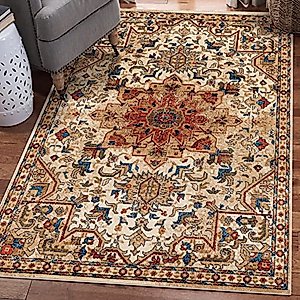 LUXE WEAVERS Geometric Floral 2527 Ivory 8x10 Traditional Southwestern Area Rug