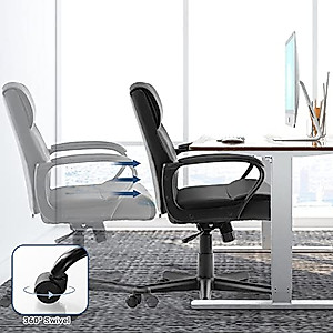 Office Chair Mid Back Desk Chair Adjustable High Ergonomic Computer Chair Soft Armrests PU Leather Chair with Lumbar Support Study Chair