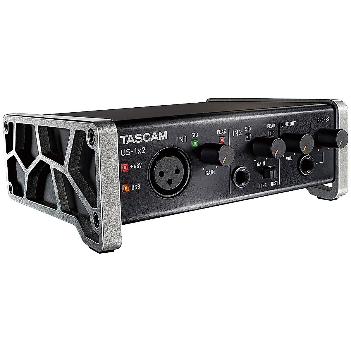 Tascam US-1x2 USB Audio/MIDI Interface with Microphone Preamps and iOS Compatibility