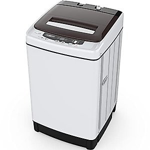 KUMIO 1.5CU.FT Automatic Portable Washing Machine, 11Lbs Compact Washing Machine with 8 Programs 10 Water Levels| LED Display| Child-Lock Function| Space Saving for Apartments, Dorms, RV