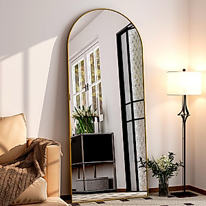 Easly 71"x30" Extra Large Arched Full Length Mirror - Leaning Mirror Arch Wall-Mounted Mirrors - Aluminum Alloy Frame Modern Simple Home Decor - for Living Room Bedroom Cloakroom, Gold