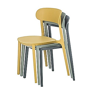 CozyBlock 4 x Campus Series Side Chairs, Mid-Century Modern Dining Chair, Stackable Chair, Great for Indoor and Outdoor (Dark Grey)