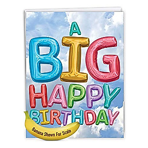 NobleWorks - 1 Jumbo Happy Birthday Greeting Card (8.5 x 11 Inch) - Group Celebration, Appreciation Stationery for Bday - Inflated Messages J5651EBDG