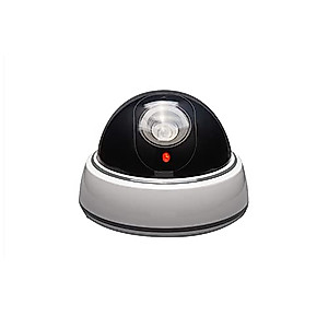 SABRE Fake Dome Security Camera, Flashing Red Light For Nighttime Visibility, Realistic Design Deters Intruders, Battery Operated, No Wiring Required, Fake Dummy Camera, White