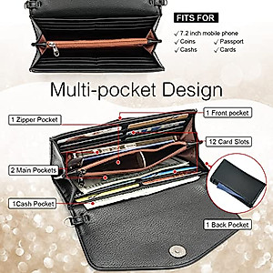 MEITRUE Crossbody Bags For Women,Wallet Phone Purse Shoulder handbags Multi-Function Small RFID Clutch Card Holder