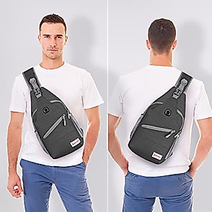 ZOMAKE Sling Bag for Women Men:Small Crossbody Sling Backpack - Mini Water Resistant Shoulder Bag Anti Thief Chest Bag Daypack for Travel Hiking Outdoor Sports,Black(stripe)