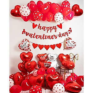 Youthor Happy Valentines Day Banner- Red Glitter, Valentine Day Decorations, Heart Decorations, Mantel Decor Valentines, Valentine Decor, Valentines Day Banner, Conversation Hearts Decorations