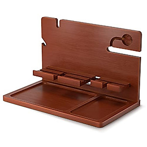 Nightstand Organizer for Men, CALM COZY Bamboo Cell Phone Docking Station, Gifts for Him, Birthday Gifts for Dad, Wallet and Key Organizer, Watch, Tablets, Rings, Glasses Put Together