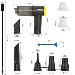 WADEO Handheld Vacuum Cordless, Car Vacuum Cordless Rechargeable 9000Pa, Hand Held Vacuum, Mini Vacuum with Blower, Portable Car Vacuum with LED Light, Wireless Vacuum Cleaner for Home Pet & Office