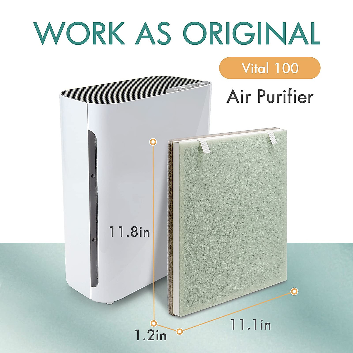 Keedal Vital 100 Pet Care Filter Compatible with LEVOIT Vital 100 Replacement Filter | 2X H13 True HEPA Filters & 4X Extra Pre-Filters | Part# Vital 100-RF