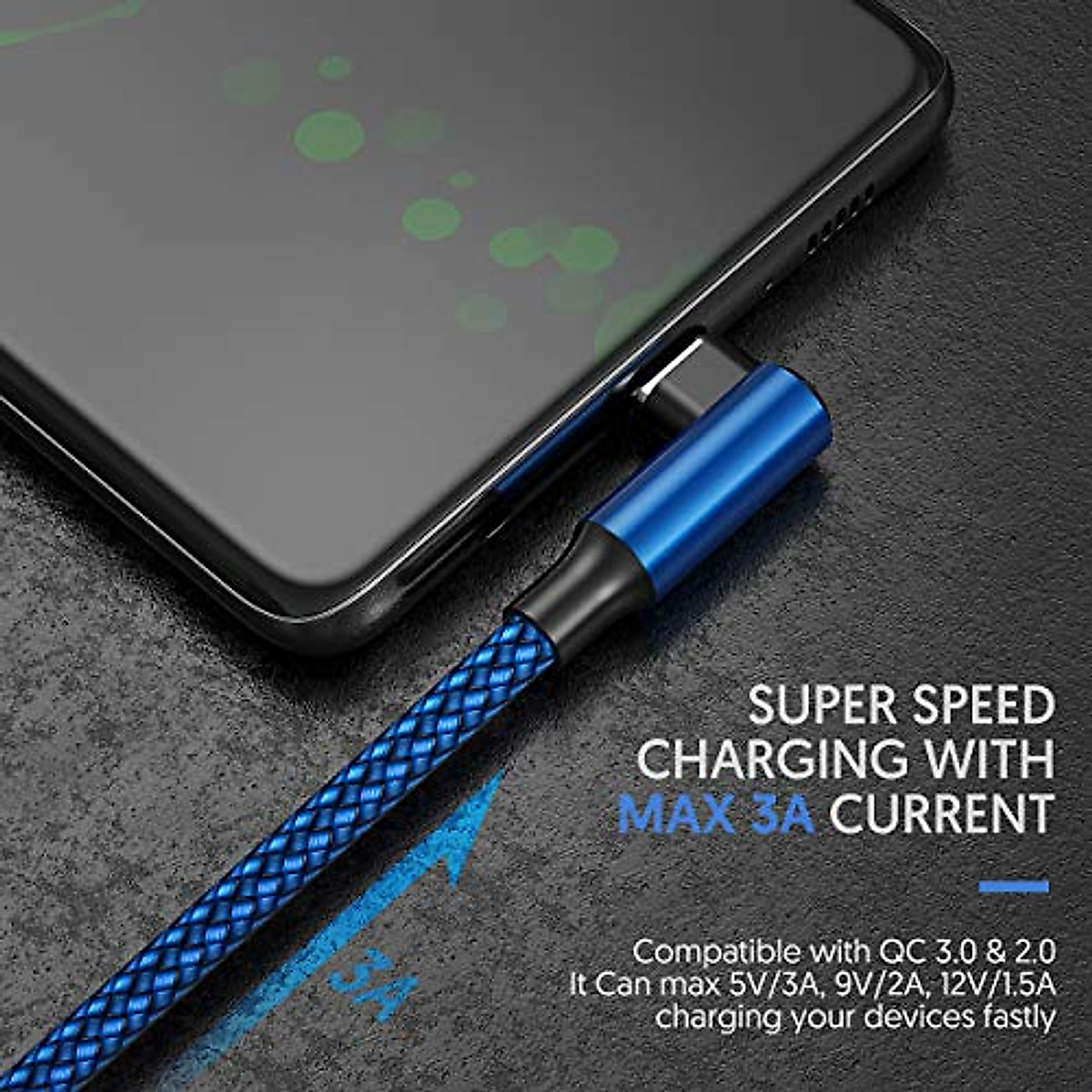 USB Type C Cable 90 Degree [2Pack 6.6FT], Right Angled USB A to C Charger Cable for Samsung Phones and Tablets, Google Pixel, LG and More – 3A Quick Charging Cable & Fast Data Sync Transfer