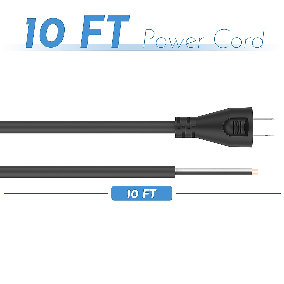 ANTOBLE 33007898 2 Wire 16 Gauge Power Cord Replacement Cord for DEWALT DW704 DW705 DW708 DW718 DW849 DW360 DW384 DWP849X (10 ft)