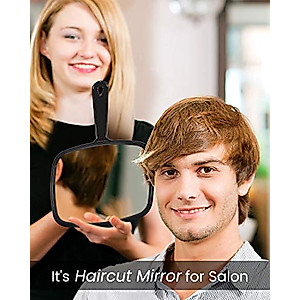 Gladmart Hand Mirror Salon Barber Hairdressing Handheld Mirror with Handle(Square Black 7.4 x 10.3 inches)