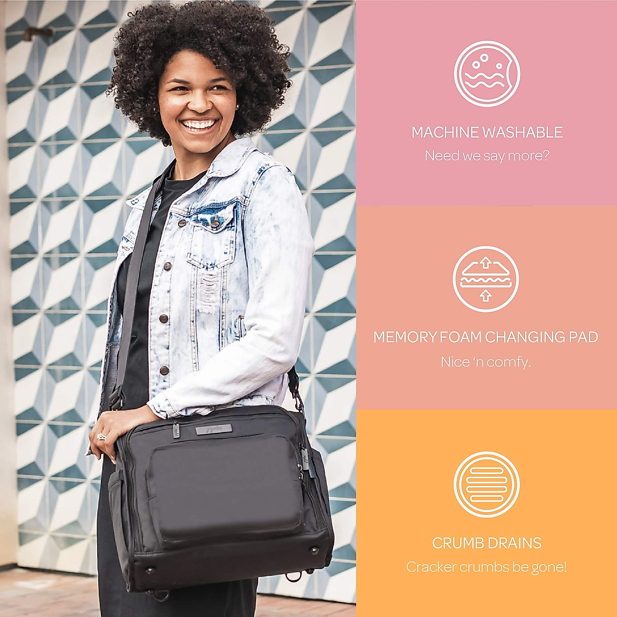 JuJuBe x Tokidoki B.F.F. Diaper Backpack, Multi-functional Convertible + Messenger Bag | Travel-Friendly, Stylish Diaper Bag | Camp Toki