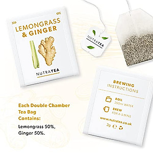 Nutra Tea - Lemongrass & Ginger Tea - 20 Tea Bags - Herbal Tea