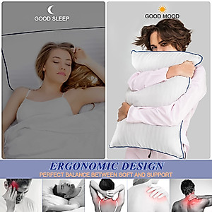 SEMZSOM Bed Pillows for Sleeping King Size, Set of 2- Cooling, Luxury Hotel Quality with Premium Soft Down Alternative Filling for Back, Stomach or Side Sleepers