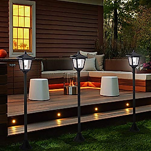 Greluna 40 Inches Mini Solar Lamp Post Lights Outdoor, Solar Powered Vintage Street Lights for Lawn, Pathway, Driveway, Front/Back Door, Pack of 2