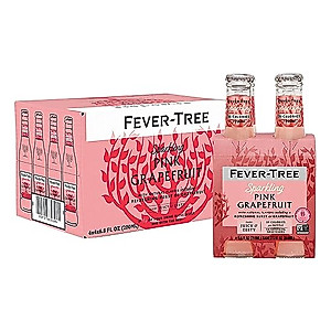 Fever Tree Sparkling Pink Grapefruit - Premium Mixer - Refreshing Beverage for Cocktails & Mocktails. Naturally Sourced Ingredients, No Artificial Sweeteners or Colors - 200 ML Bottles - Pack of 24