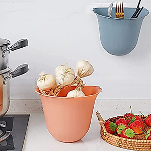 WEJDYKG Hanging Trash Can, Hanging Kitchen Bin, Hanging Mini Trash Can, Hanging Folding Mini Trash Can for Kitchen Cabinet Door (Pink red)