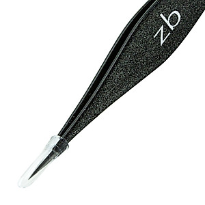 Ingrown Hair Tweezers by Zizzili Basics - Surgical Grade Stainless Steel Fine Pointed Tweezers - Precision Aligned Tips for Splinter, Eyebrow & Facial Hair Removal - with Bonus Tip Guard & Carry Pouch
