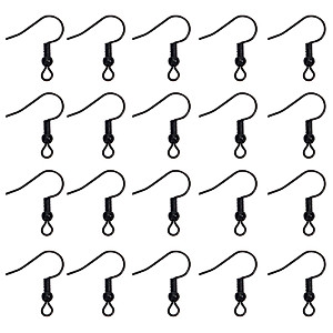 TOAOB 100pcs Earring Hooks Hypo Allergenic French Ear Wires with Ball and Coil 18mm Black Fish Hook Earrings Making Supplies Jewelry Findings