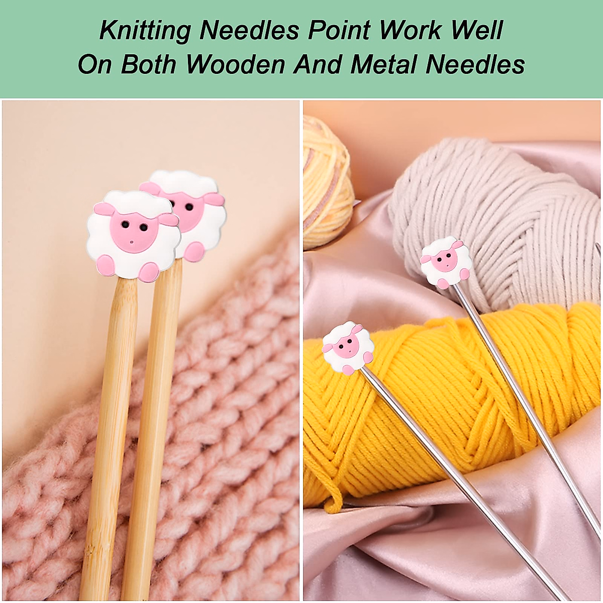 Yzzyemn 20 pcs Knitting Needle Stoppers Point Protectors Knitting Accessories and Supplies Knitting Tools Knitting Starter kit Beginner for Knitting Gifts