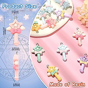 LiQunSweet 30 Pcs 5 Colors Opaque Resin Star Magic Stick Charms Magic Wand Fairy Tale Charms for Birthday Party Halloween Christmas Princess Cosplay