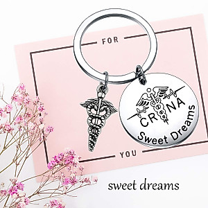 FOTAP Nurse Anesthetist Gift Sweet Dreams Keychain Thank You Gift for Anesthesiologist CRNA School Graduation Gift (CRNA dreams)