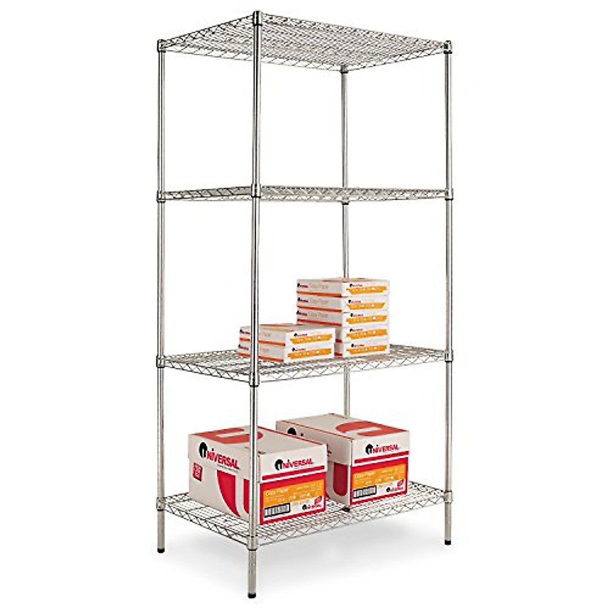 Alera SW503624SR Industrial Heavy Duty Wire Shelving Starter Kit, 4-Shelf, 36w X 24d X 72h,Silver